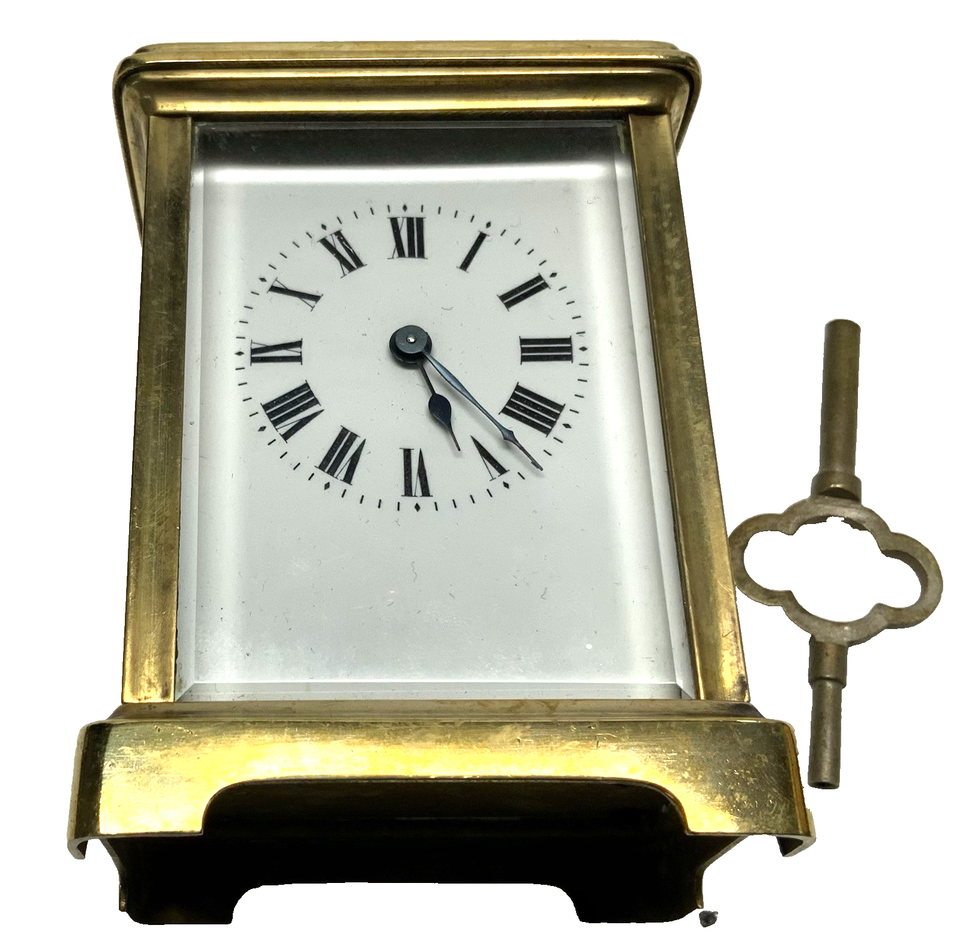 Antique Table Clock Officer Dress " 4 Glasses " Brass Revised | eBay