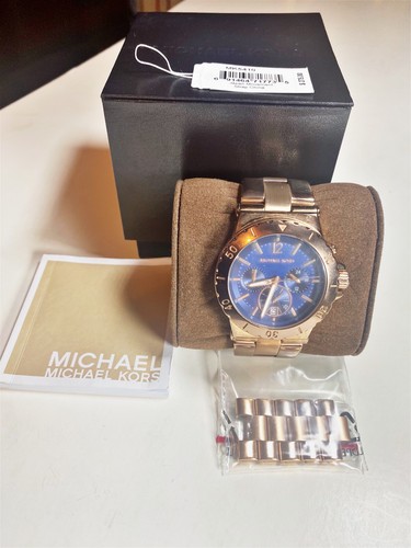 MICHAEL KORS MK5410 ROSE GOLD TONE BLUE CHRONOGRAPH QUARTZ WATCH NEW ...