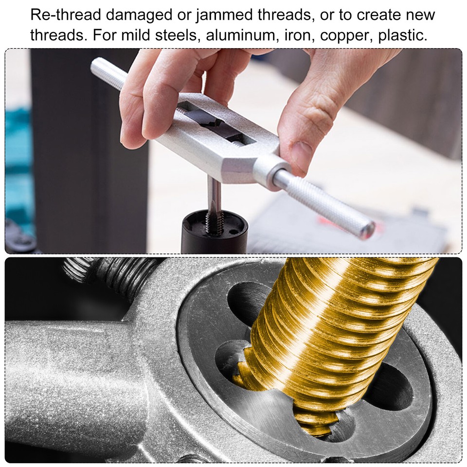 3pcs M12 x 1.5 Taper/Bottom Thread Taps + Round Die Metric Hand Tap ...