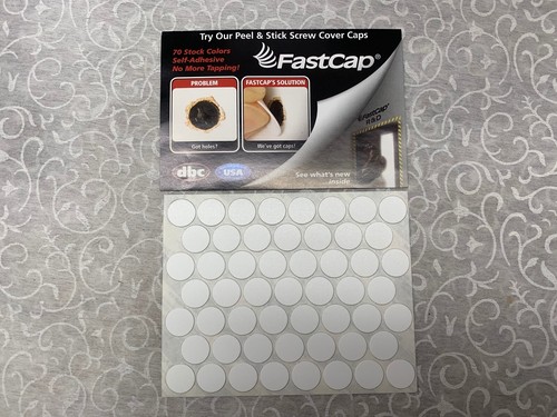(53) FastCap 9/16" Self Adhesive Cap Covers White Color Solid PVC Made ...