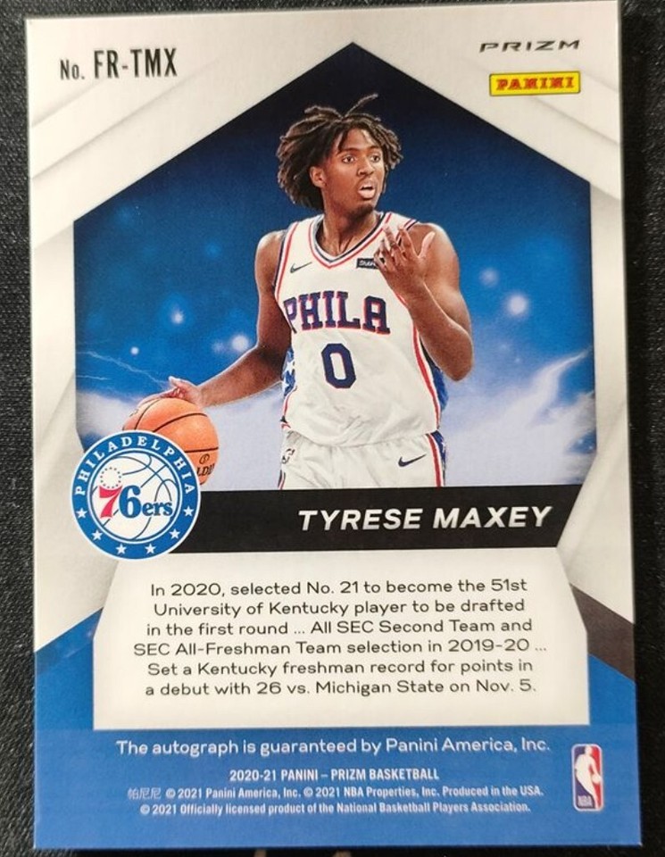 Tyrese Maxey 2020-21 Panini Prizm RC Fast Break Prizm Autograph #FR-TMX ...