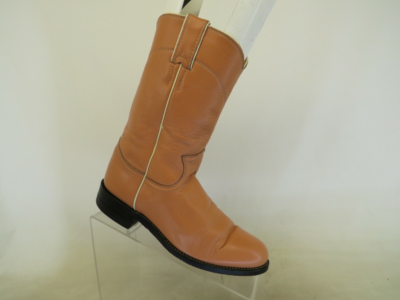 Justin Roper Pink All Leather Cowboy Boots Womens Siz… - Gem