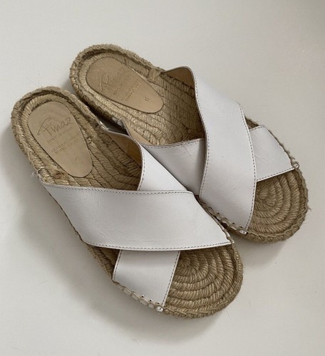 Pinaz Leather Criss Cross Flats Slip-On Slide Espadrille Spain Size 36 ...