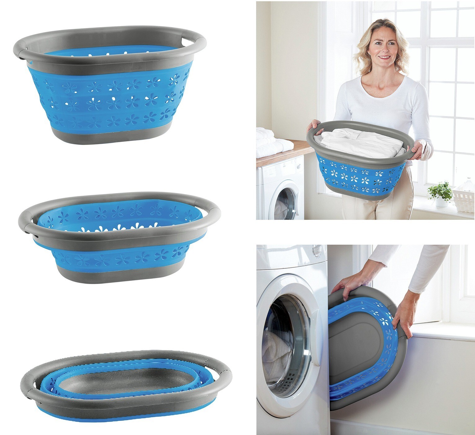 NEW COLLAPSIBLE LAUNDRY BASKET WASHING CLOTHES BIN SPACE SAVING ...