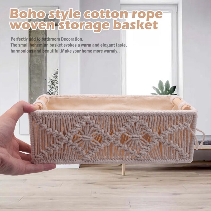 Boho Storage Basket Decor Box Handmade Woven Decorative Countertop6378 ...