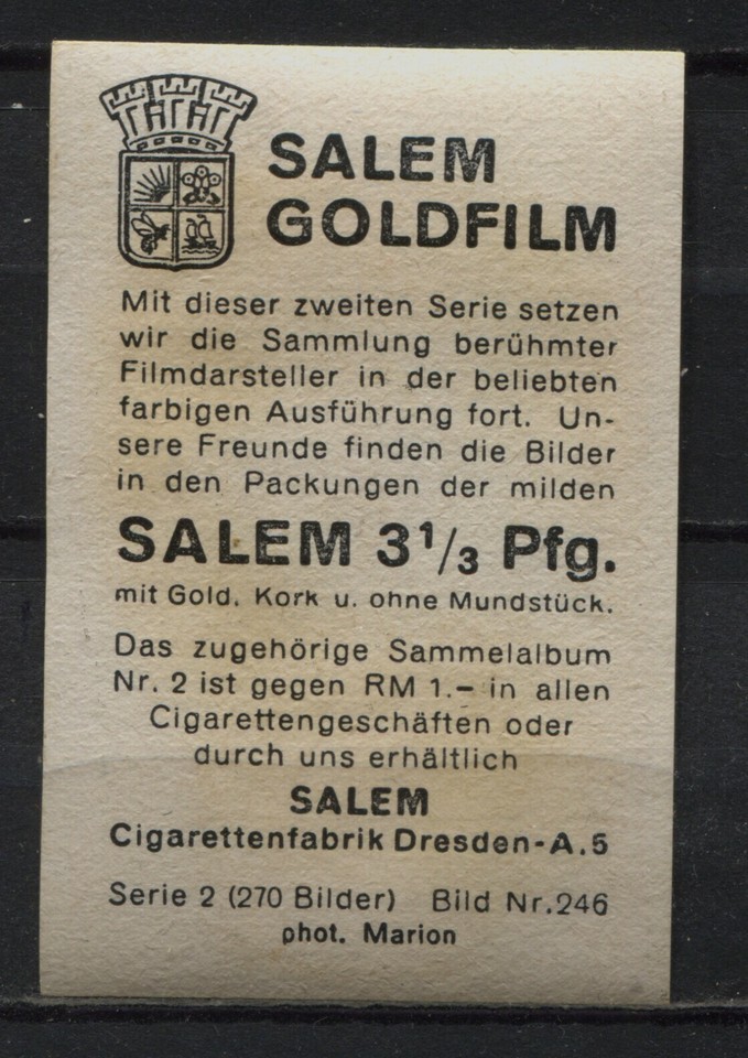 Lotte Lorring Vintage Movie Trading Cigarette Card Salem 246 | eBay