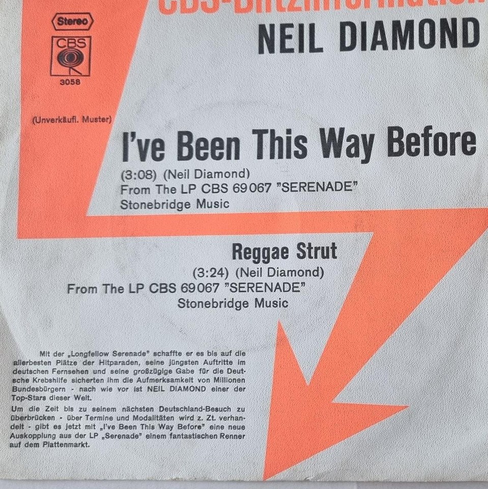 Neil Diamond - I've been this way before 7'' Vinyl Germany PROMO | eBay