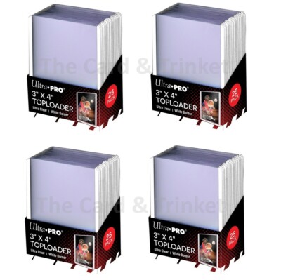 100 Ultra PRO Regular WHITE 35pt Card Toploaders Toploader Standard 4x ...