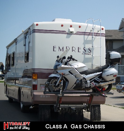 Hydralift Motorcycle Lifts/ Innovative RV Tech 4288 Motorcycle Carrier ...