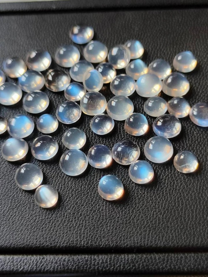 Natural Ceylon Moonstone 5 Piece lot 6 MM Round Shape Ceylone Cabochon ...