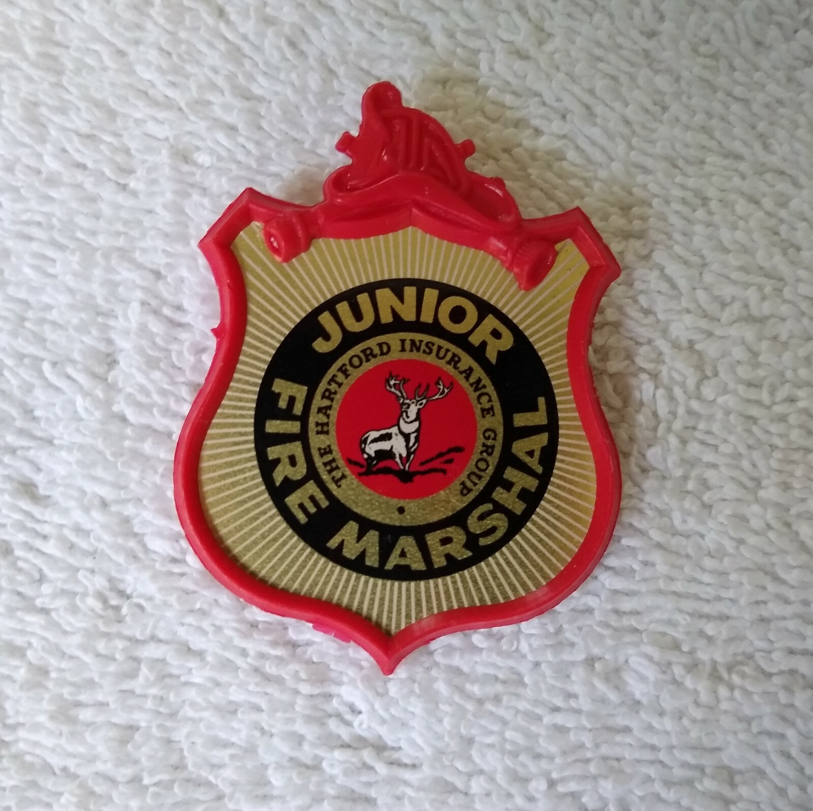 2" Vintage Junior Fire Marshal Hartford Insurance Badge Pin Button 1965 ...