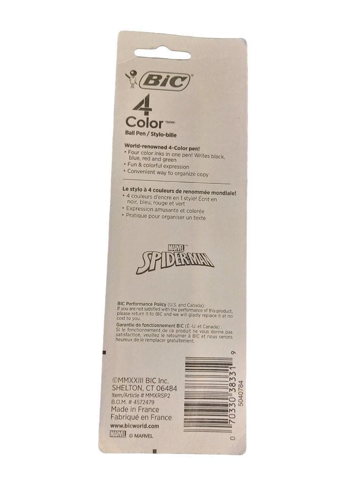Bic Marvel's Spider-Man 4 Color Ball Pens 2 Pack Retractable Medium ...