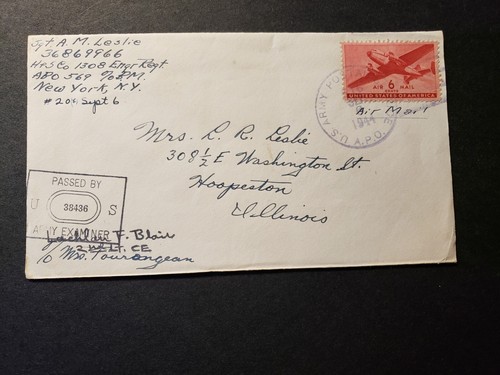 APO 569 WARTON, ENGLAND, UK 1944 Censored WWII Army Cover 1308 ...