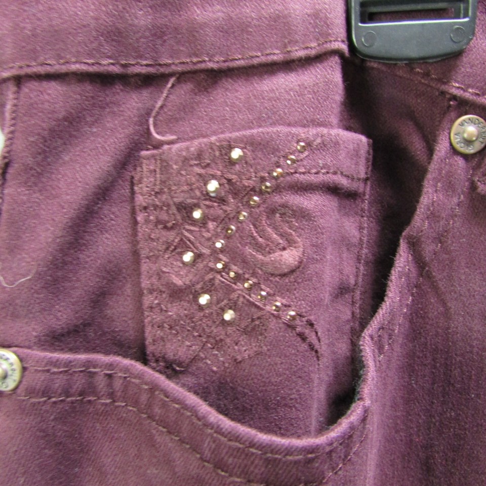 Gloria Vanderbilt Amanda Slimming Jeans Burgundy Sparkle Pocket Size 12 ...