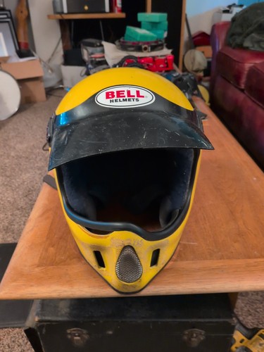 Vintage Bell Moto 4 Yellow Motorcycle Helmet With Visor Size 7 3/8 | eBay
