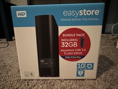 Western Digital EasyStore 10TB External Hard Drive w/ 32GB Flash Drive ...