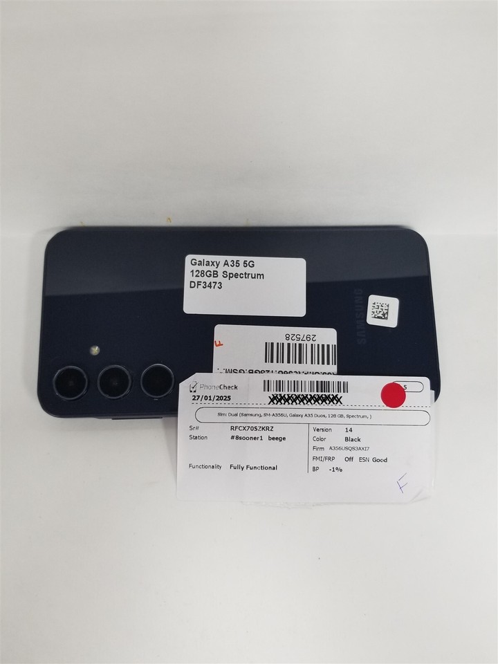 Samsung Galaxy A35 5G 128GB Black SM-A356U (Spectrum) Fully Functional ...