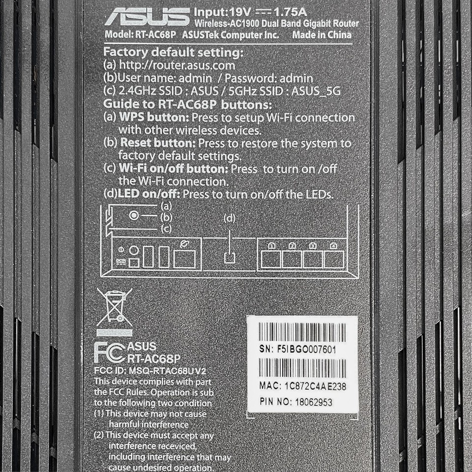 Asus RT-AC68P AC1900 1300 Mbps 4 Port Gigabit Wireless AC Router w ...