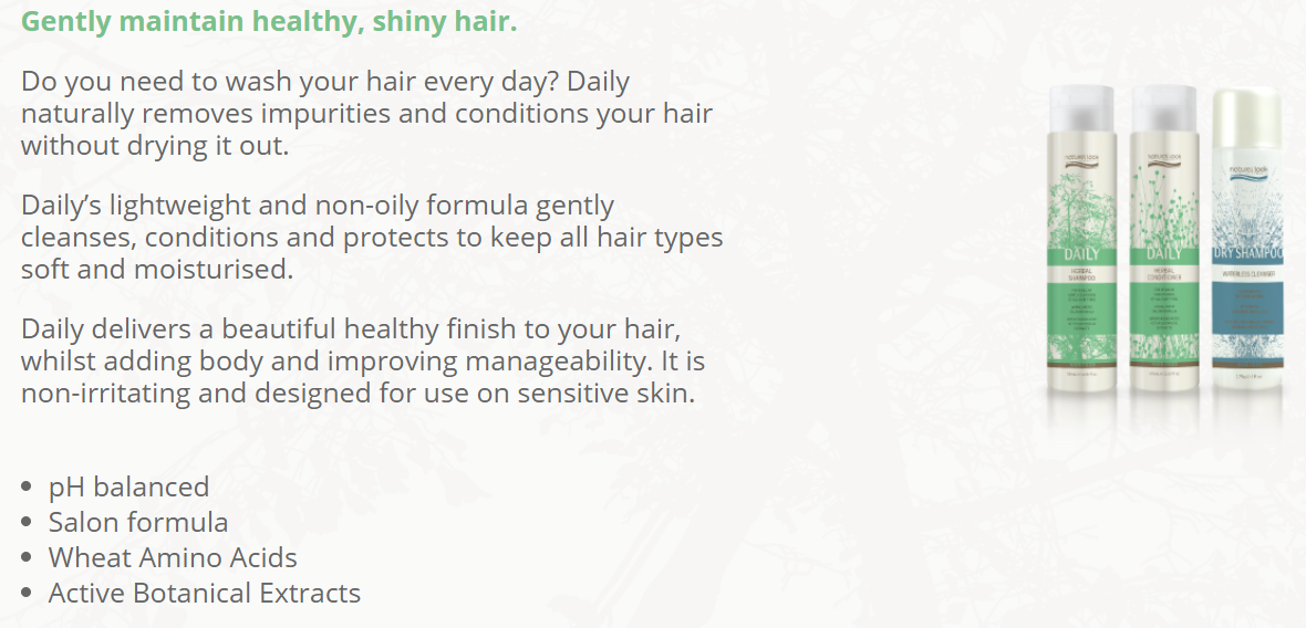 Natural Look Daily Herbal Shampoo 375ml Frequent Use - SLS - BULK ...