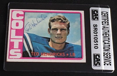 HOF TED HENDRICKS 1972 TOPPS ROOKIE SIGNED AUTOGRAPHED CARD #93 CAS ...