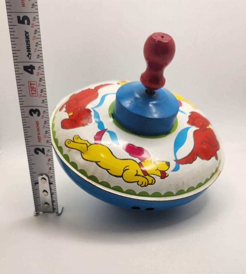 Vintage Spinning Top Dogs Chasing in a Circle Red Yellow Dogs | eBay