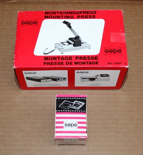 GEPE 8001 Mounting Press and a box of 24 X 36 type 7026 Special Slide ...