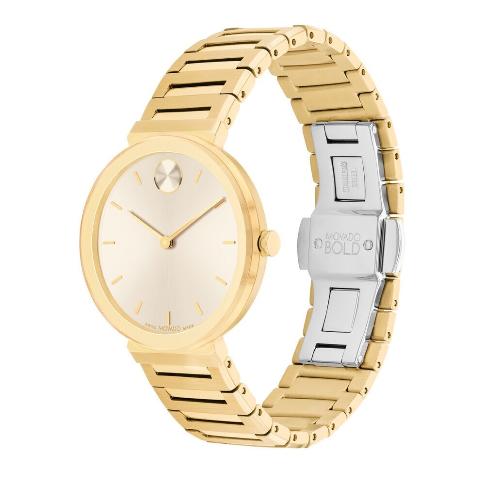 Movado Bold 34 mm Stainless Steel Case with Gold Bracelet Women's Watch ...