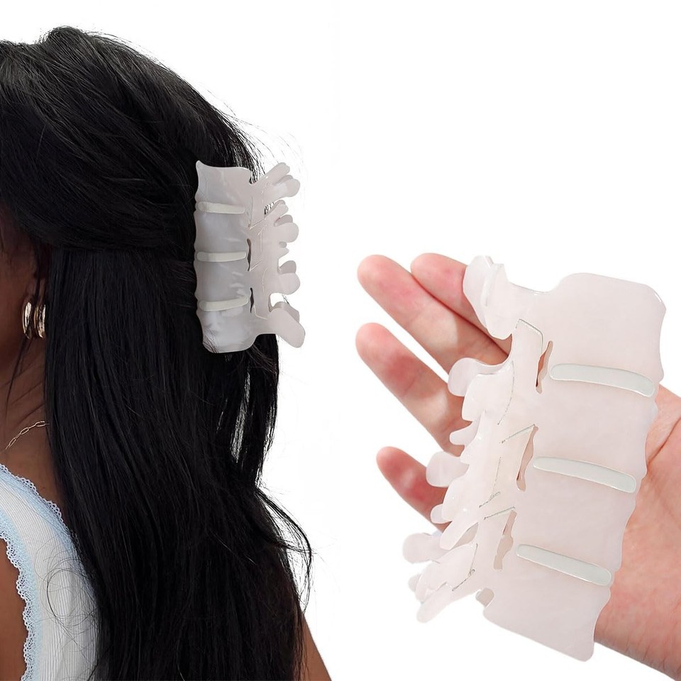 Premium White Acetate Spine Hair Claw Clip | Anatomically Correct ...