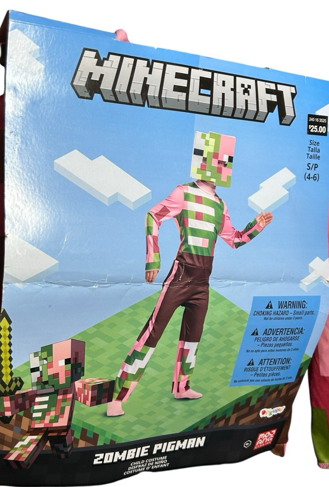 Minecraft Zombie Pigman Classic Gaming Child Halloween Costume Sz Small ...