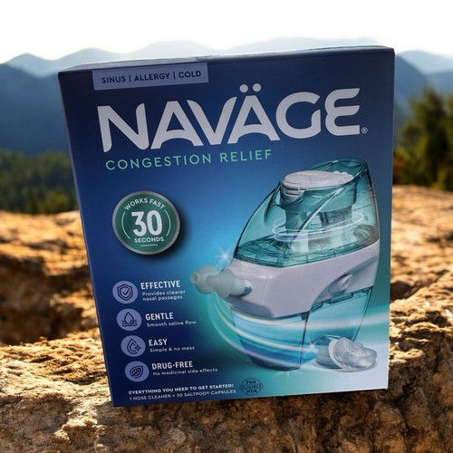 NAVAGE- Saline Nasal Irrigation Kit- FACTORY SEALED- 30 FREE Salt Pods ...