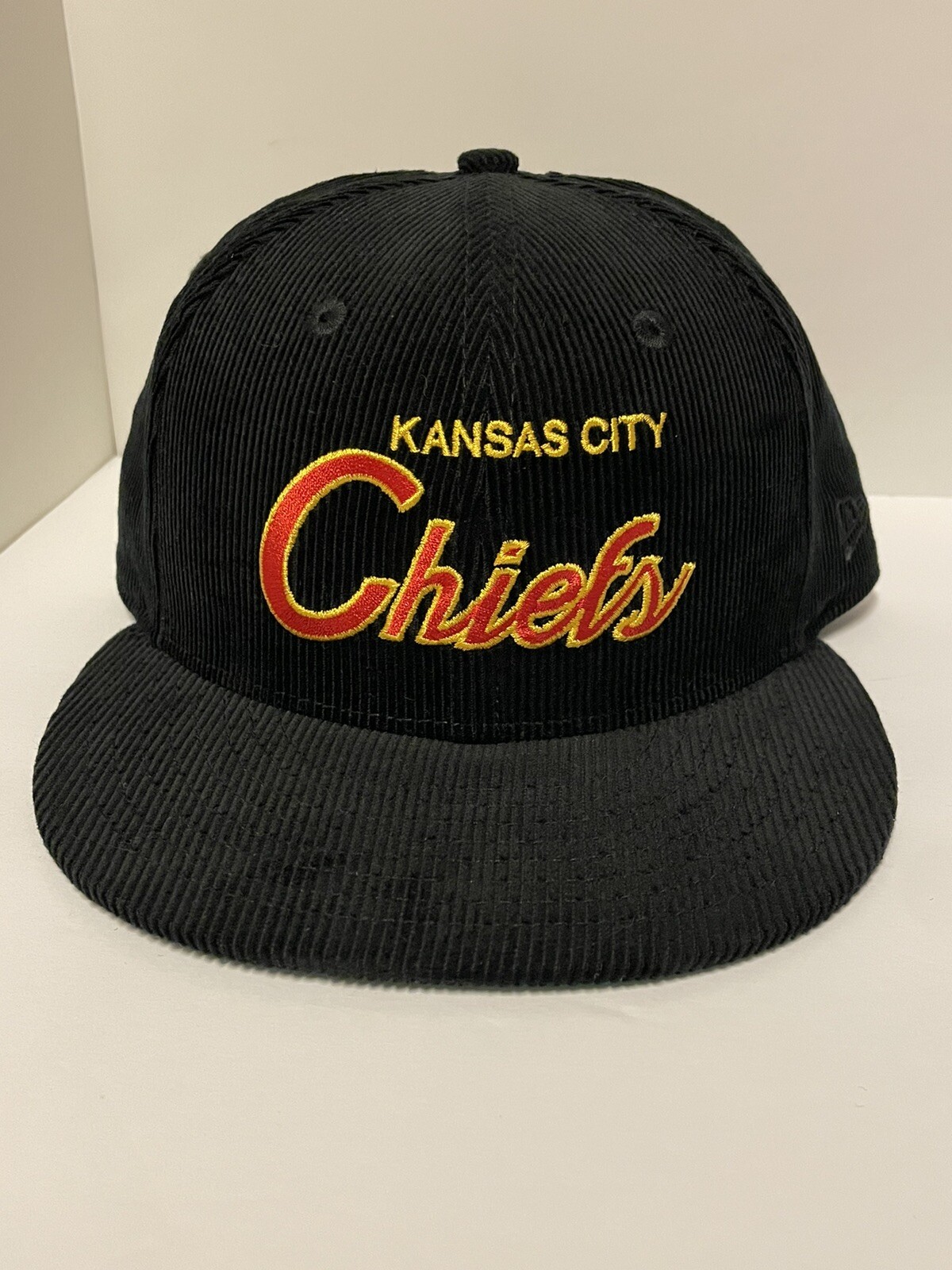 New Era Kansas City Chiefs Black Corduroy Fitted Hat Club 59Fifty Sz 7 ...
