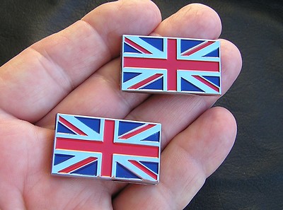 UNION JACK SMALL FLAG PAIR CHROME METAL EMBLEMS Car Badges *NEW fits ...