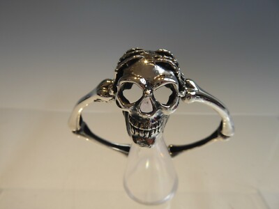SOLID SILVER SKULL AND BONES BANGLE | eBay