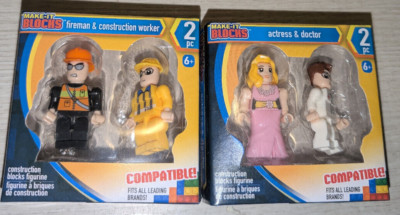 Make-It Blocks Mini Block Figures Set of 4 actress doctor fireman const ...