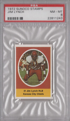 Jim Lynch 1972 Sunoco Stamps Card PSA 8 NM-MT Kansas City Chiefs | eBay