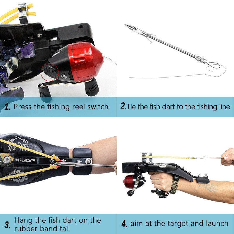 Hunting Slingshot Fishing Catapult Shooting Bowfishing Kit Laser Bow ...