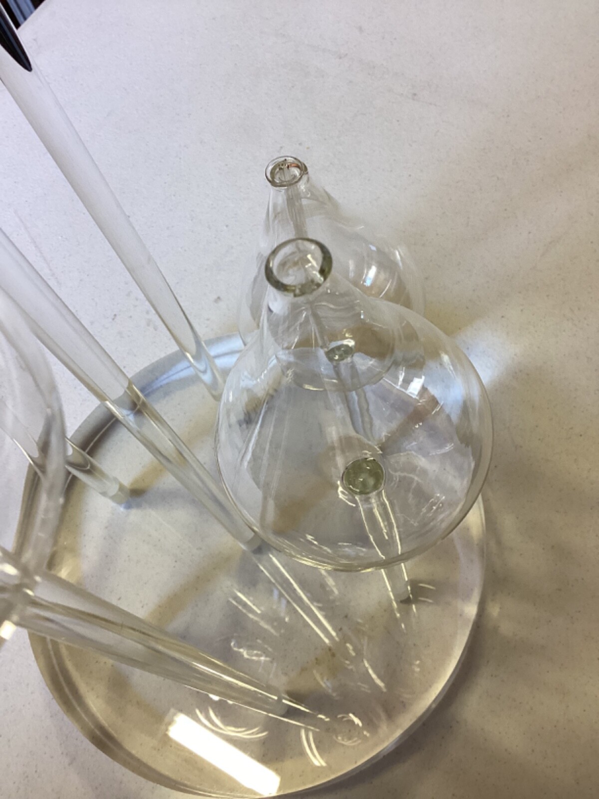 Vintage Belag 7 Glass Teardrop Oil Lamp Acrylic Base & Wick Holders ...