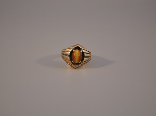 Vintage Men's 10k Solid Gold Tigers Eye Ring | eBay