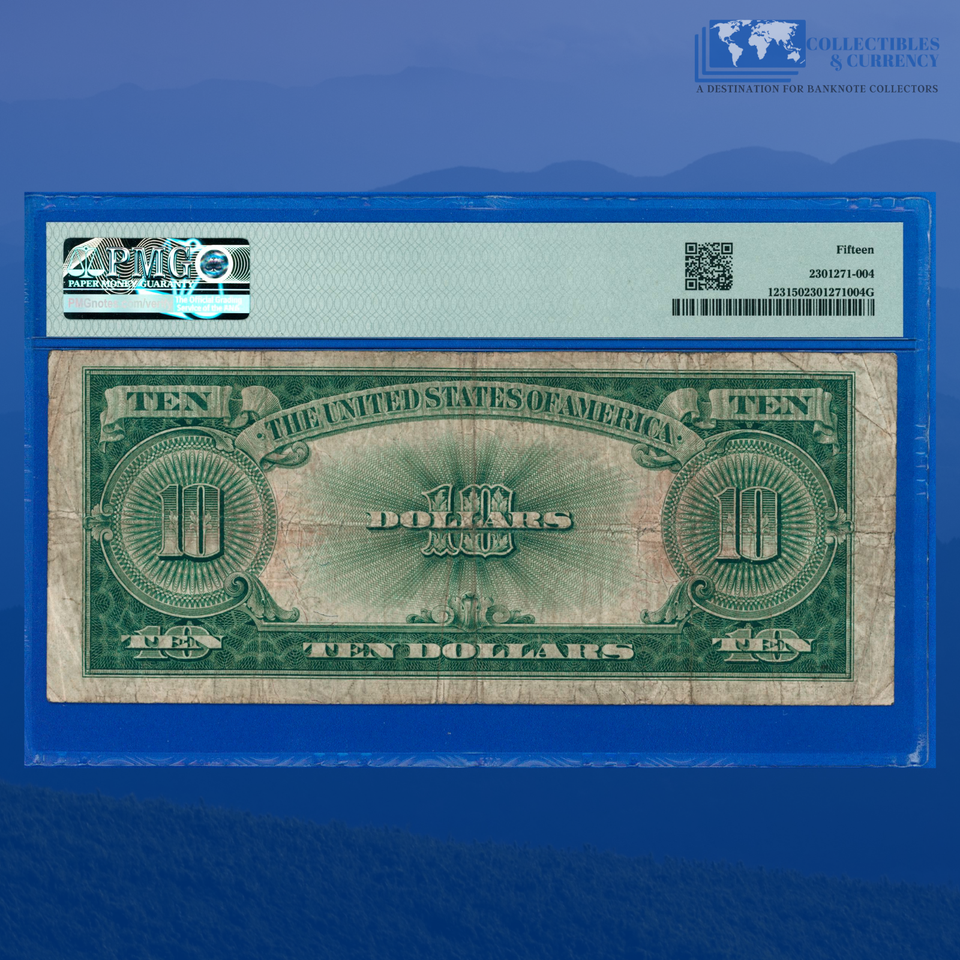 Fr.123 1923 $10 Ten Dollars "POKER CHIP" Legal Tender Note, PMG 15 LOOK ...