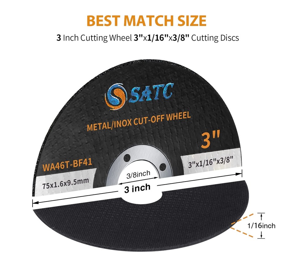 Grinder Wheel 25 PCS Cut Off Wheels 3 Inch Cut Off Wheel 3" x1/16 x3/8 ...