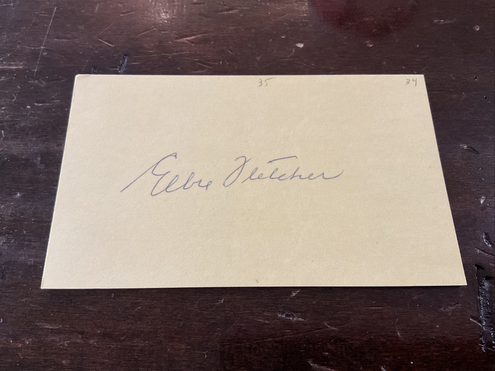 Elbie Fletcher (d1994) signed autograph 3x5 Yellow index card Debut ...