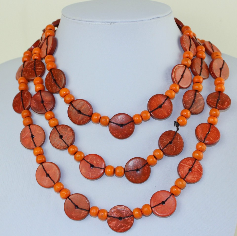 Ethnisch Afrikanischer Halskette Lasso Extra Lang Rot Orange Lila Coco ...