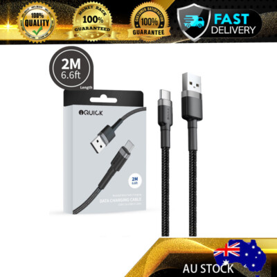 iQuick Braided USB-C to USB-A Fast Charging Cable 2M | eBay Australia
