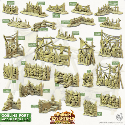 3D Printed Cast n Play Modular Walls Goblins Fort Set 28mm 32mm D&D | eBay