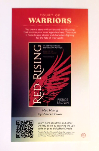 NEW Red Rising Bookmark Pierce Brown Mini Promotional Del Rey Penguin ...