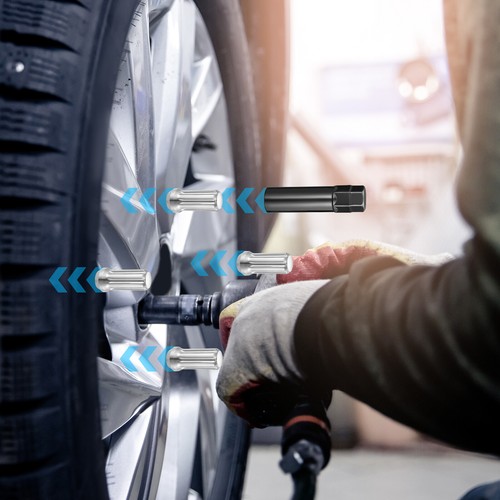 24 Chrome M14x1.5 Spline Lug Nuts + Key For Chevy GMC Silverado Sierra ...