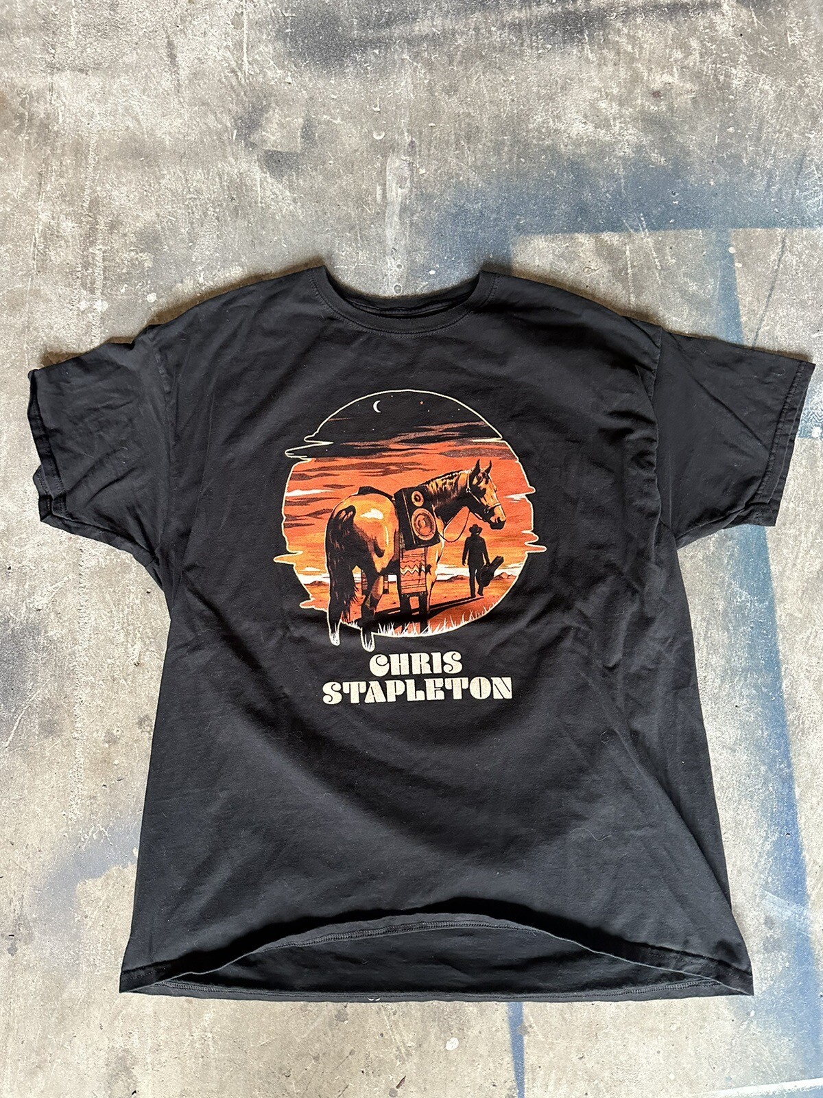 2021 Chris Stapleton Tour T Shirt Black Size XL Doubl… - Gem