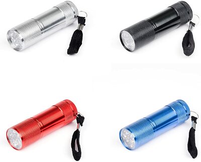 4x Super Bright Mini 9 LED Bulb Pocket Torches Small Keyring Torch ...