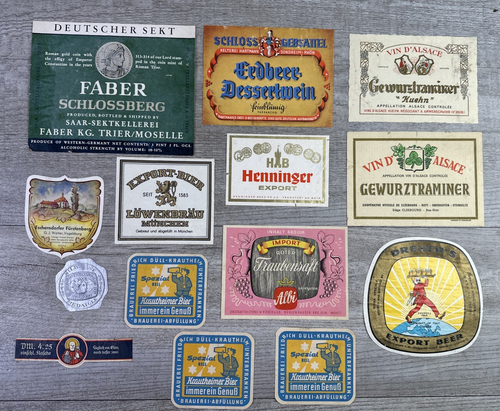 Vintage Lot of 14 European Wine/Beer/Liquor Labels | eBay