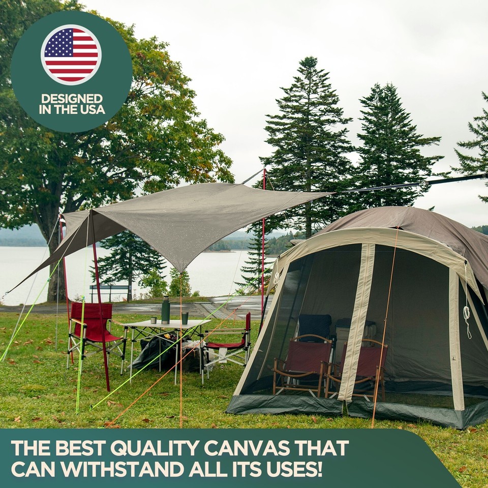 Chicago Canvas & Supply 12' x 14' Cut Size GREY 16 oz Heavy Duty Canvas ...